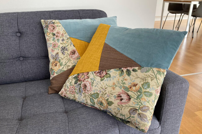 DIY sofapuder i grafisk patchwork - StyleDesignCreate